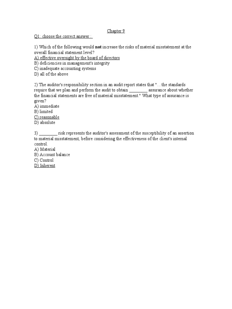 Audit Risk and Control Evidence | PDF | Audit | Risk