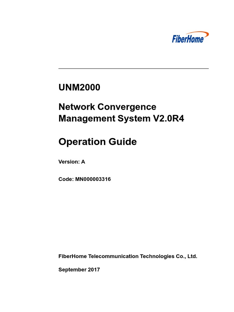 UNM2000 Network Convergence Management System V2.0R4 Operation Guide ...