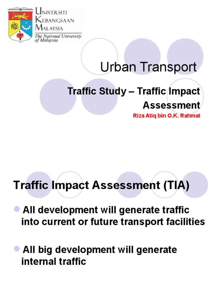 Urban Transport: Traffic Study - Traffic Impact Assessment | Download ...