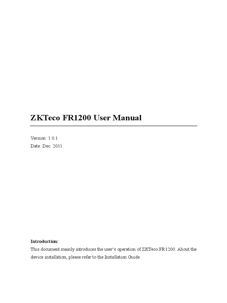 ZKTeco FR1200 User Manual Guide | PDF | Access Control | Privacy