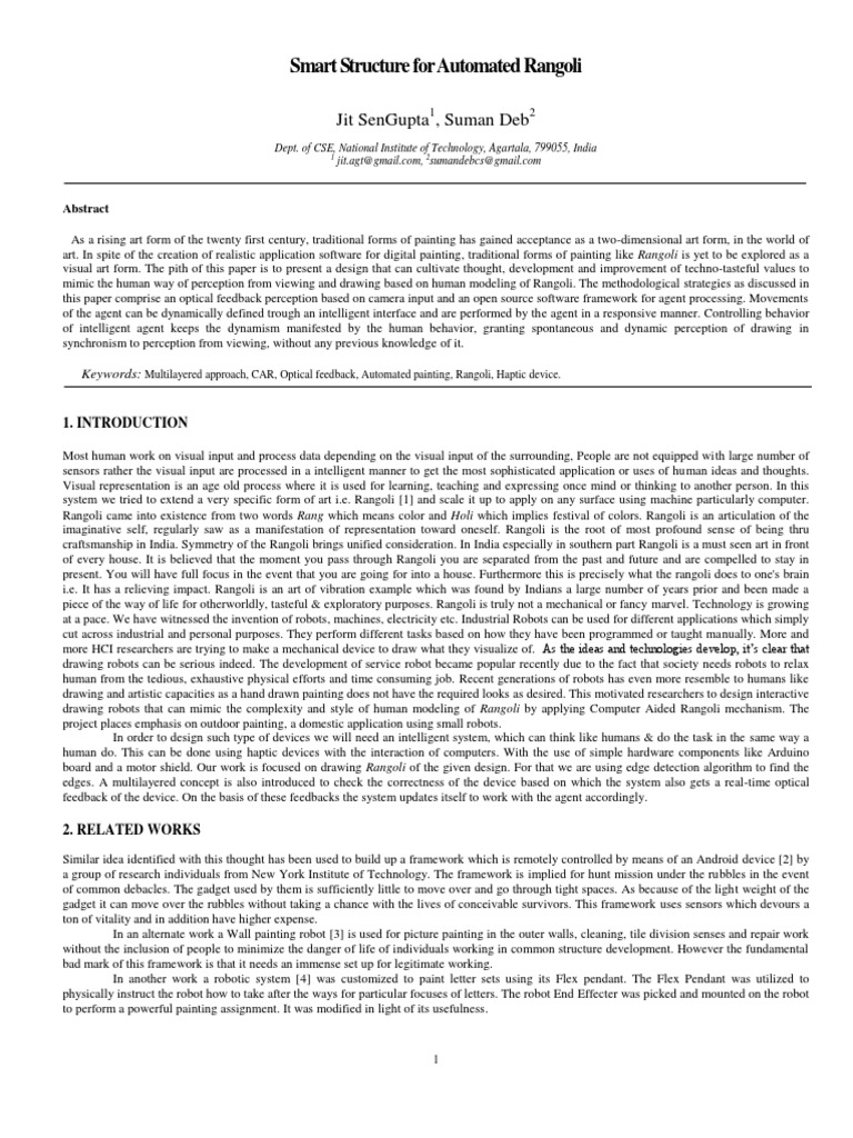 Paper Id - 355 Smart Structure For Automated Rangoli | PDF | Robot ...