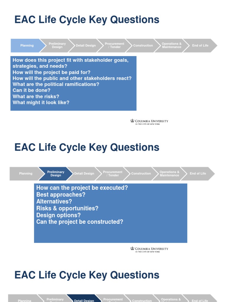 EAC Life Cycle Key Questions | PDF | Life Cycle Assessment | Project ...