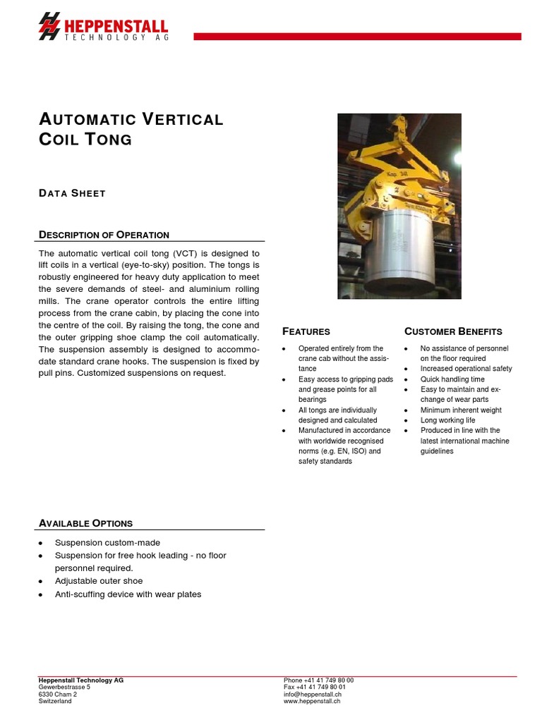 Automatic Vertical Coil Tong Overview | PDF | Crane (Machine) | Elevator