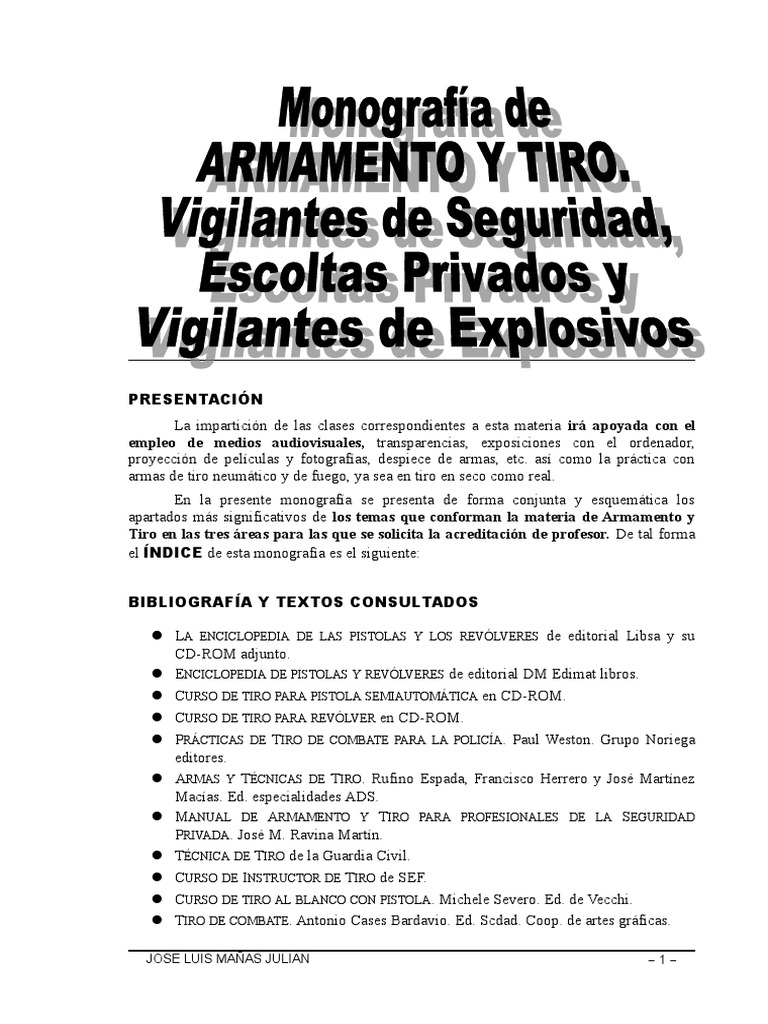 Monografía sobre Armamento y Tiro | PDF | Cartucho (armas de fuego ...