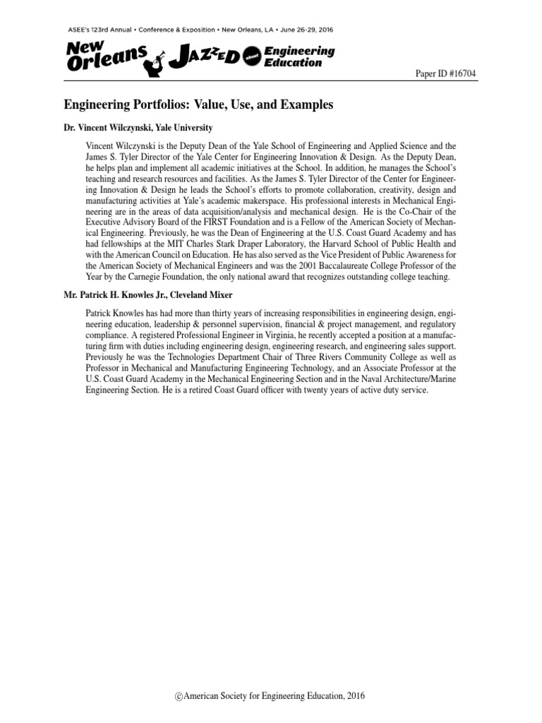Engineering Portfolios Value Use and Examples | PDF | Résumé | Engineering