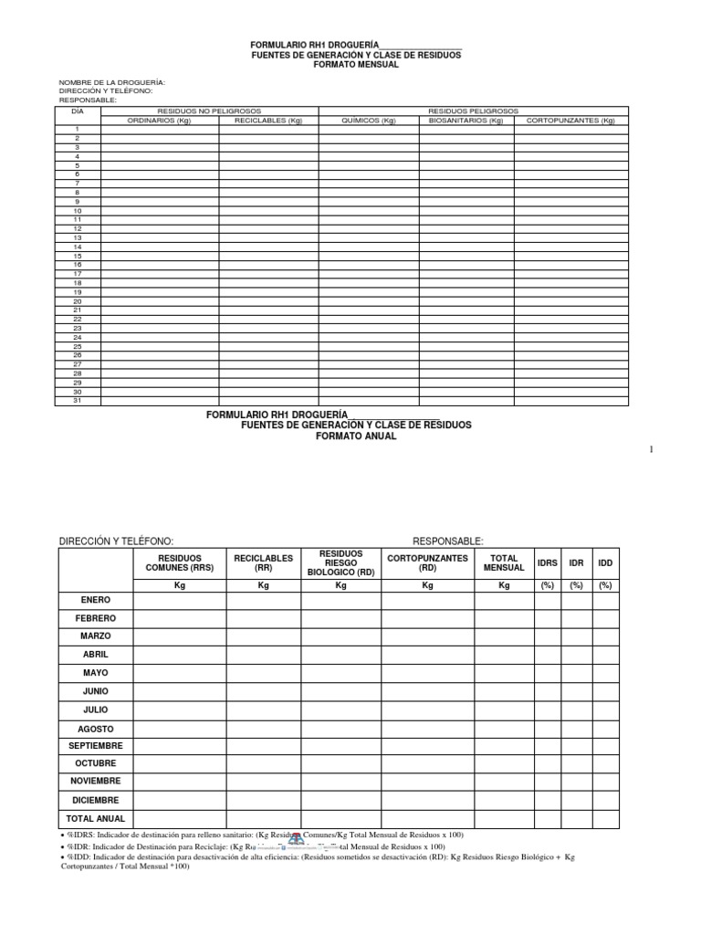 Formato RH1 Mensual | PDF