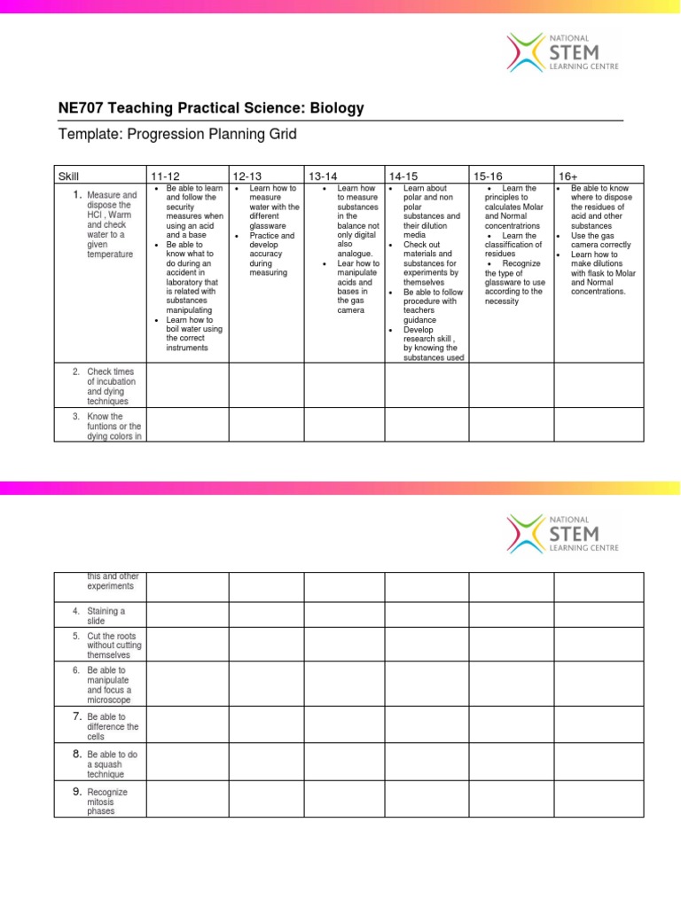 STEM Learning - NE707 - Teaching Practical Biology - Progression ...