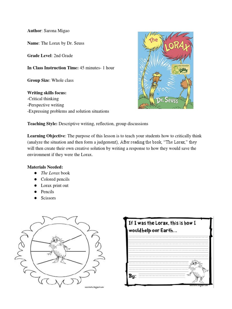 The Lorax Lesson Plan | PDF | Lesson Plan | Change