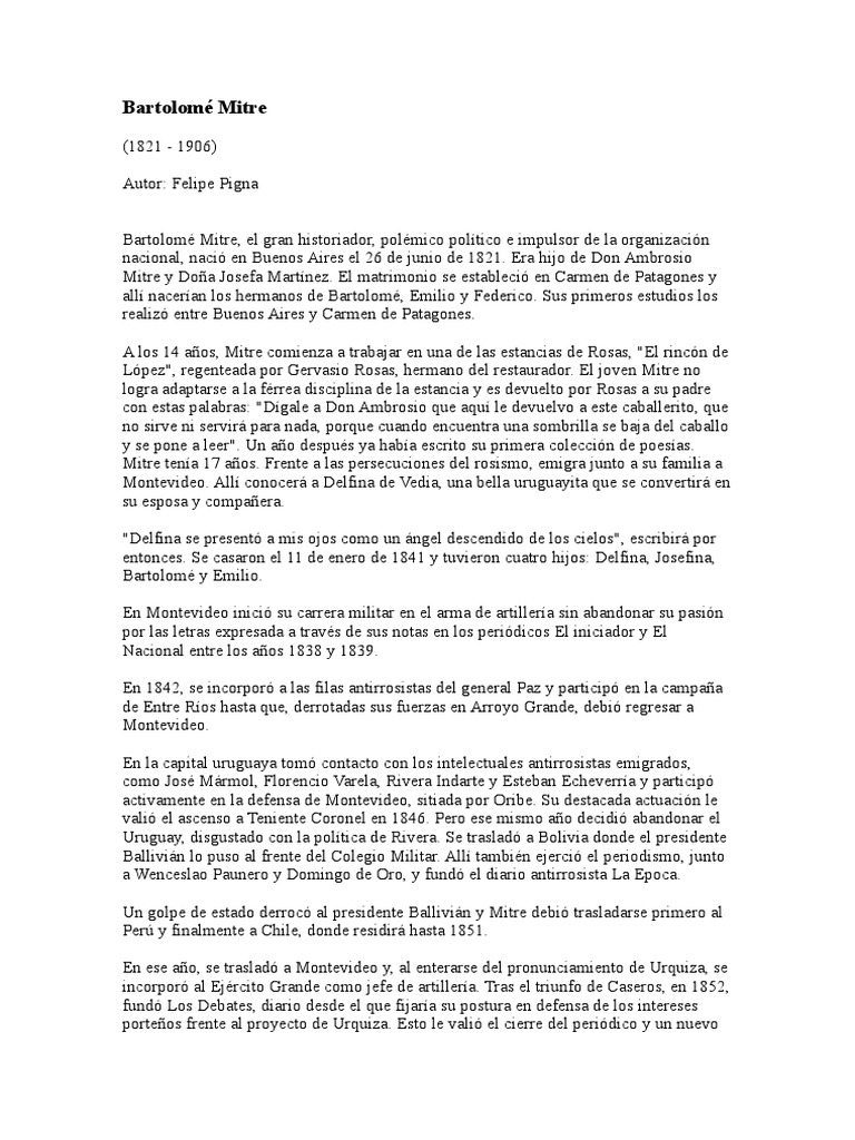 Bartolomé Mitre - Segun Pigna | PDF | Argentina | América del Sur