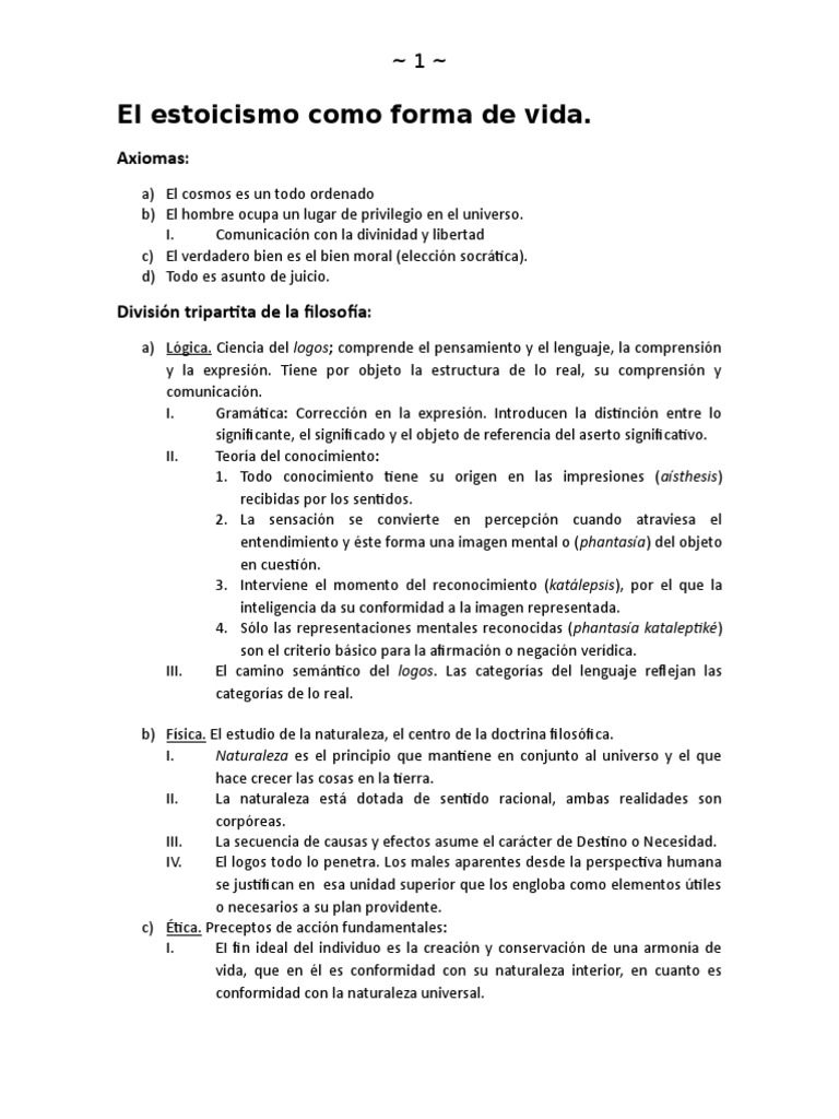 Principios Generales Del Estoicismo | PDF | Comprensión | Estoicismo