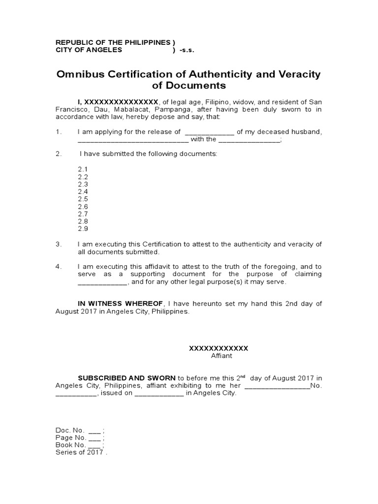 Affidavit of Authenticity | PDF