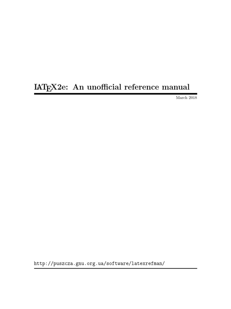 LATEX2e: An Unofficial Reference Manual: March 2018 | PDF | Te X ...