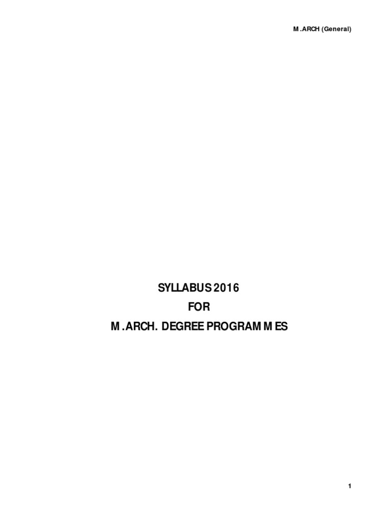 Masters in Architecture Syllabus | PDF | Hvac | Lighting