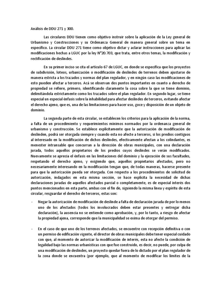 Análisis de DDU 271 y 300 | PDF | Propiedad | Gobierno