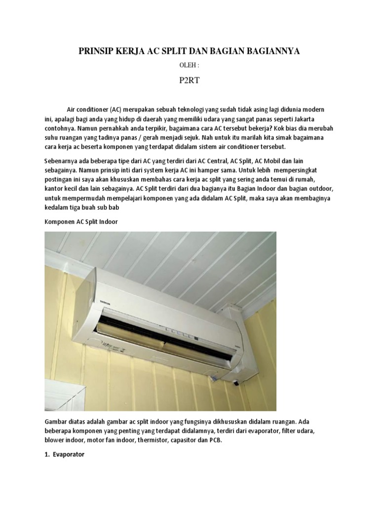 Prinsip Kerja AC Split Dan Bagian Bagiannya. | PDF