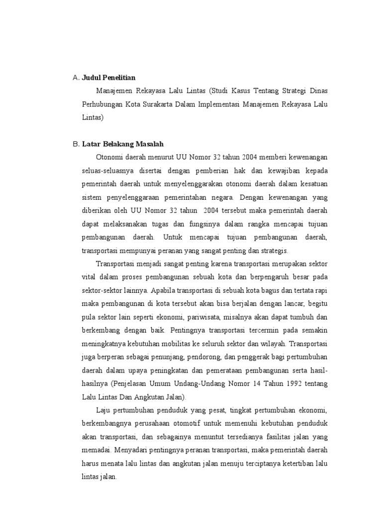 Proposal MPA Dishub Fix | PDF