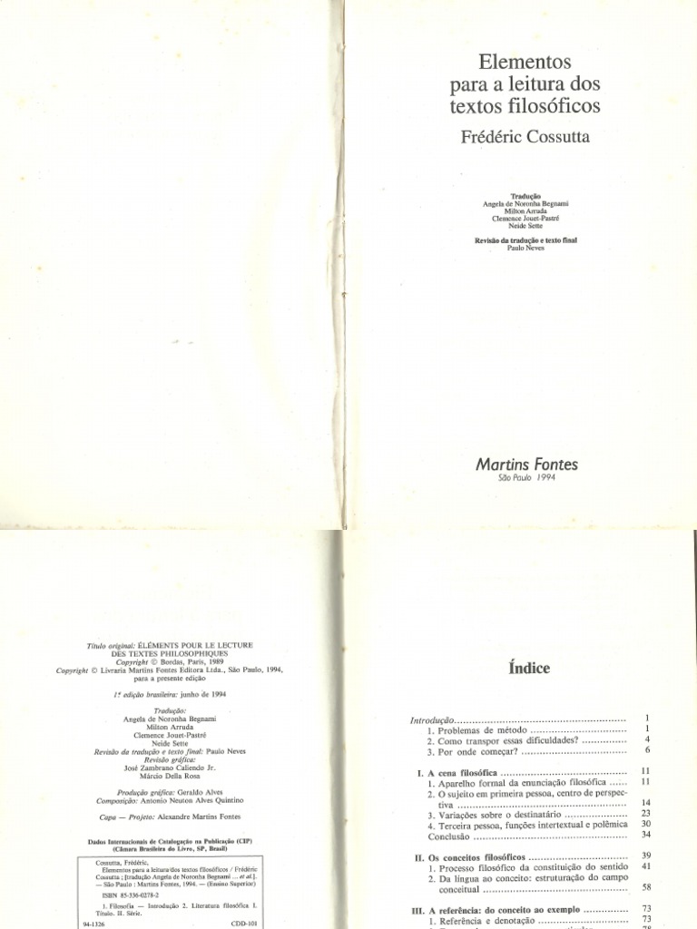 Elementos para A Leitura Dos Textos Filosoficos Frederic Cossutta PDF | PDF Elementos para A Leitura Dos Textos Filosoficos Frederic Cossutta PDF | PDF