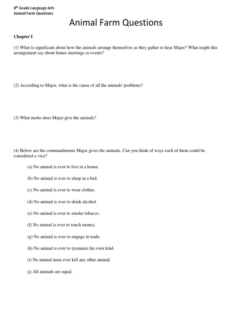 Animal Farm Comprehension Questions | PDF