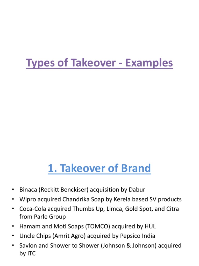 Types of Takeover - Examples | PDF | Home & Garden