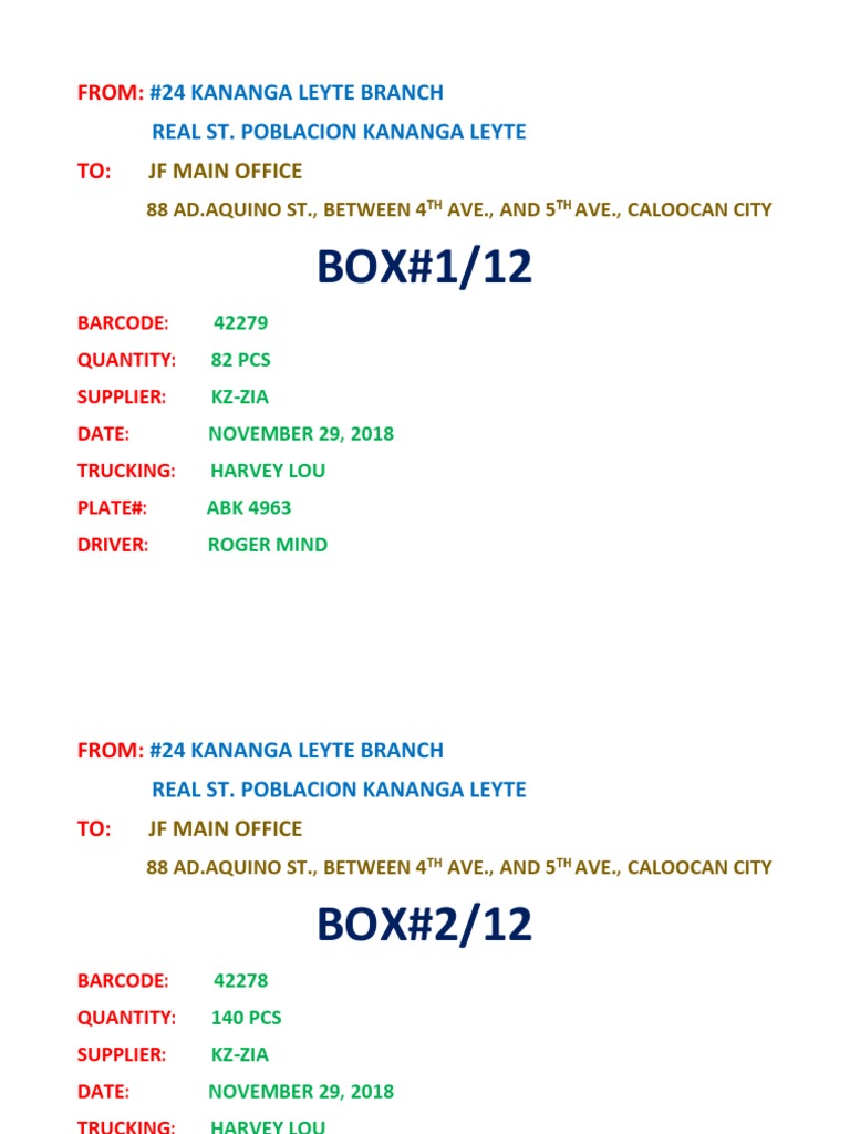 From:: #24 Kananga Leyte Branch Real St. Poblacion Kananga Leyte | PDF