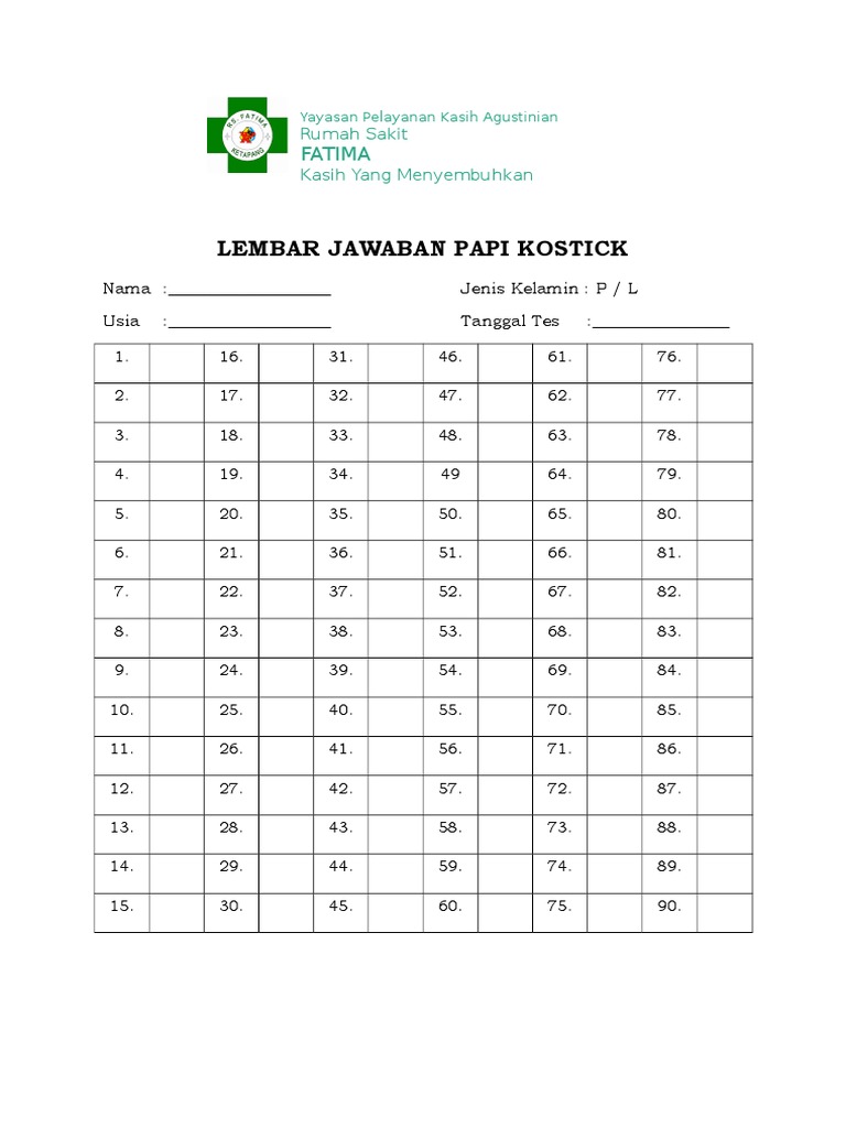 Lembar Jawaban Papi Kostick | PDF