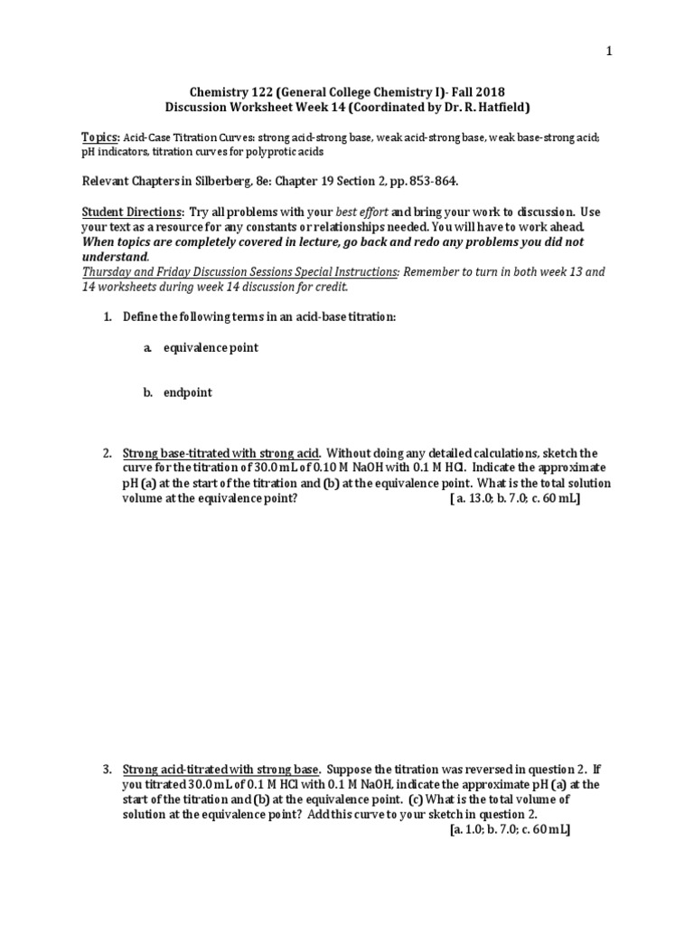 Worksheet Exercise | Download Free PDF | Titration | Chemistry