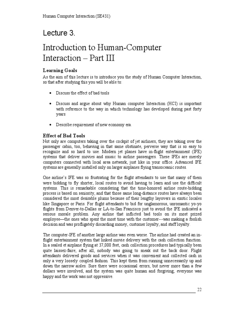 Introduction To Human-Computer Interaction - Part III: Learning Goals ...