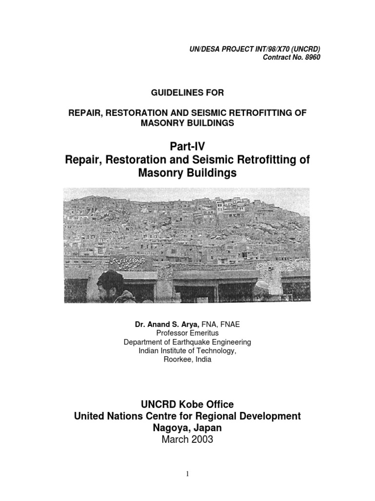 Guidelines For Repair, Retrofitting, and Restoration of Mansory ...