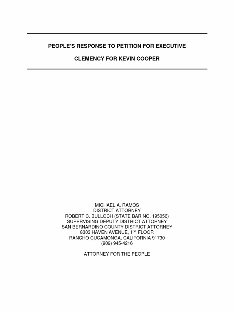 DA Response to Cooper Clemency Petition | Pardon | Legal Procedure
