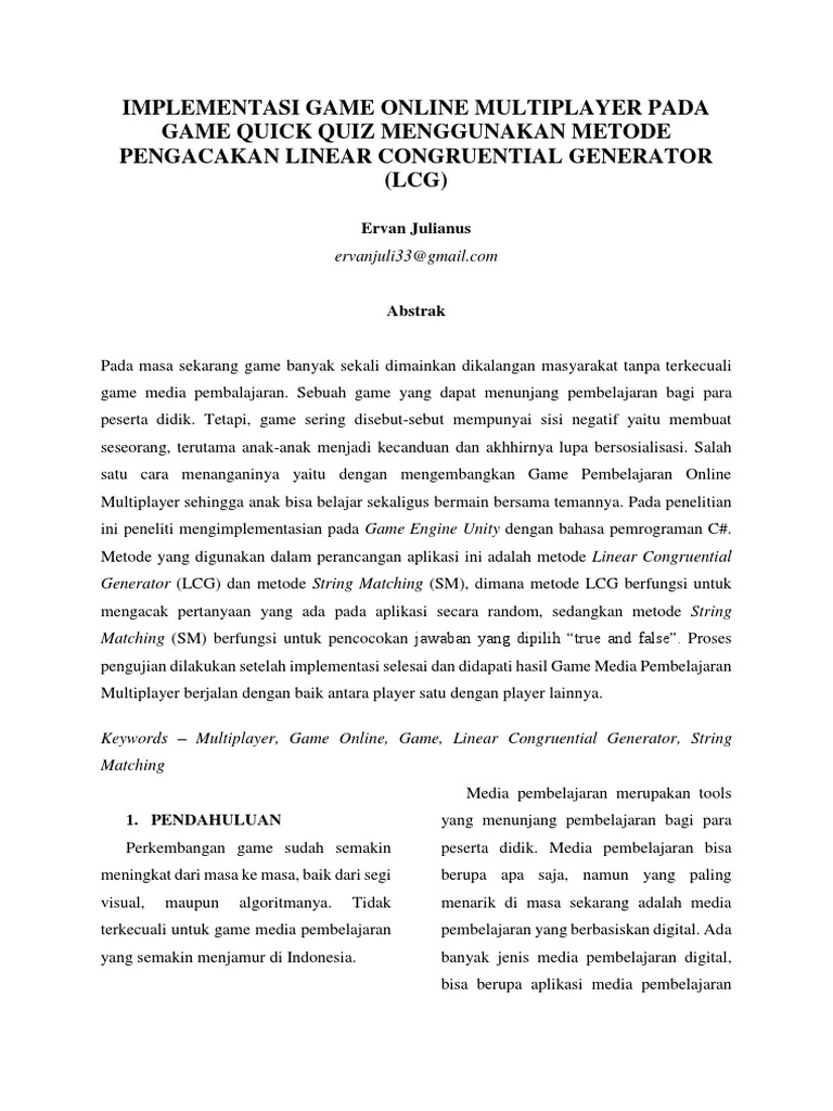 Implementasi Game Online Multiplayer Pada Game Quick Quiz Menggunakan ...