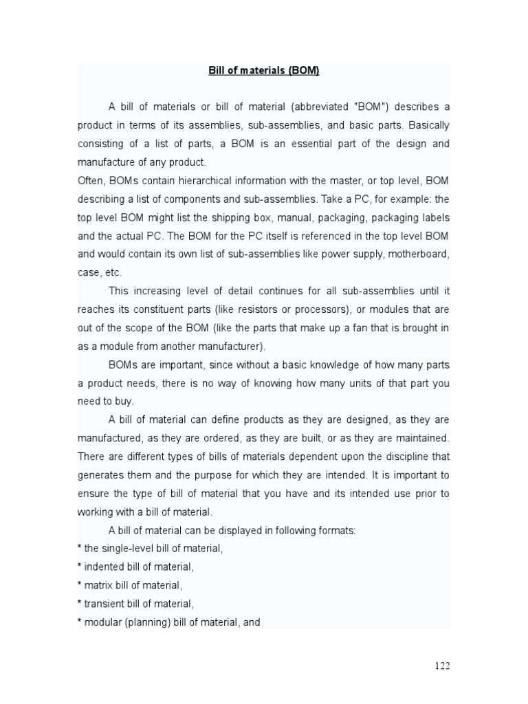 Bill of Material BOM | PDF | Business Process Management | Engineering