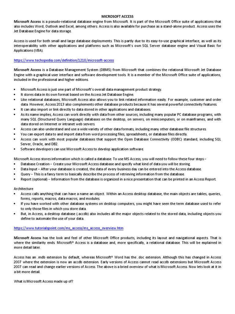 MS Access | PDF | Microsoft Access | Visual Basic For Applications