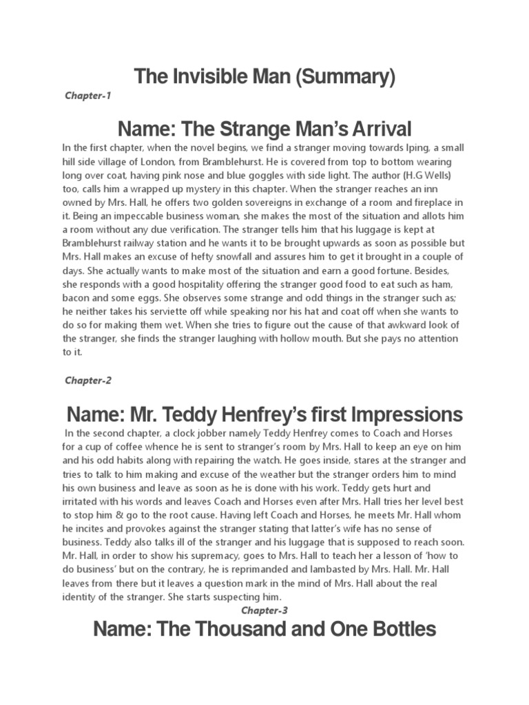 The Invisible Man (SUMMARY) | PDF | The Invisible Man | Nature
