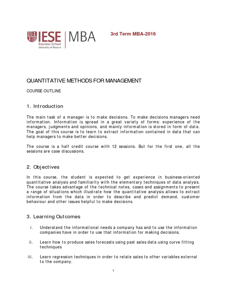 Quantitative Methods Management Tcm41 190280 | PDF | Forecasting | Beta (Finance)