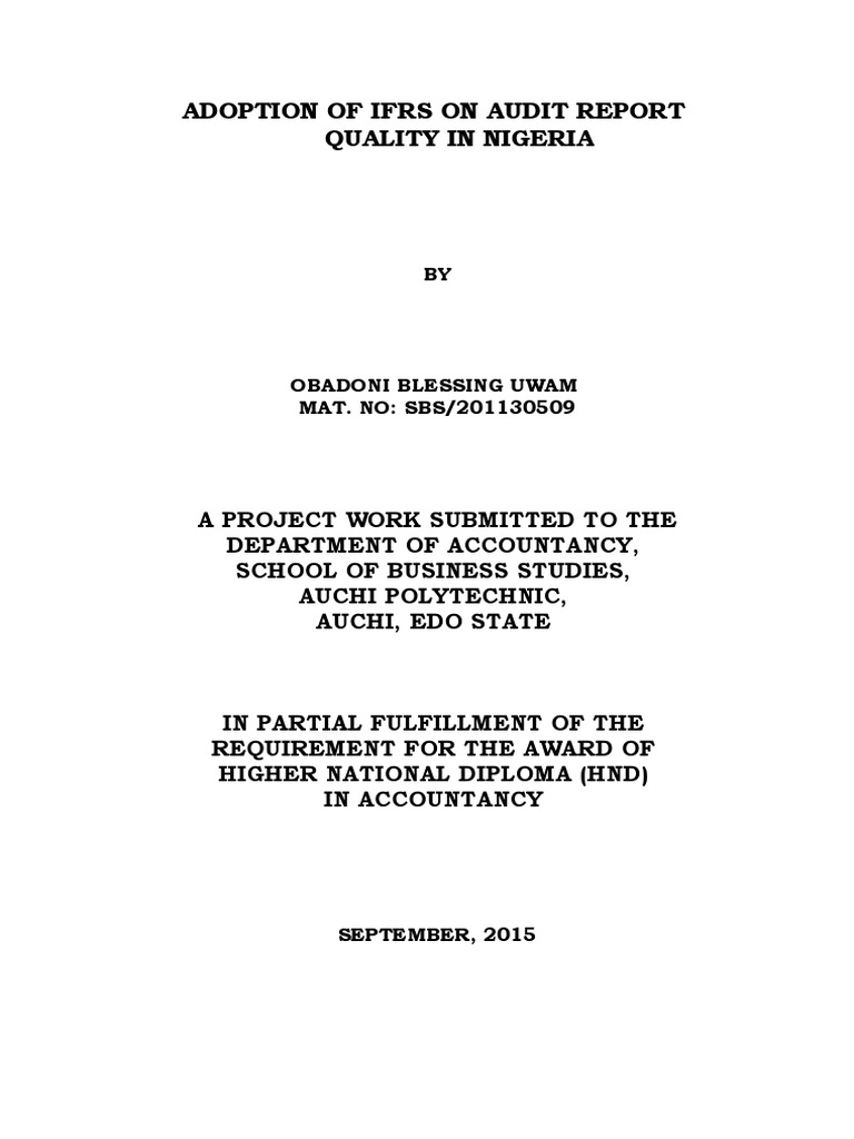 Adoption of IFRS On Audit Report | PDF | Financial Audit | Audit