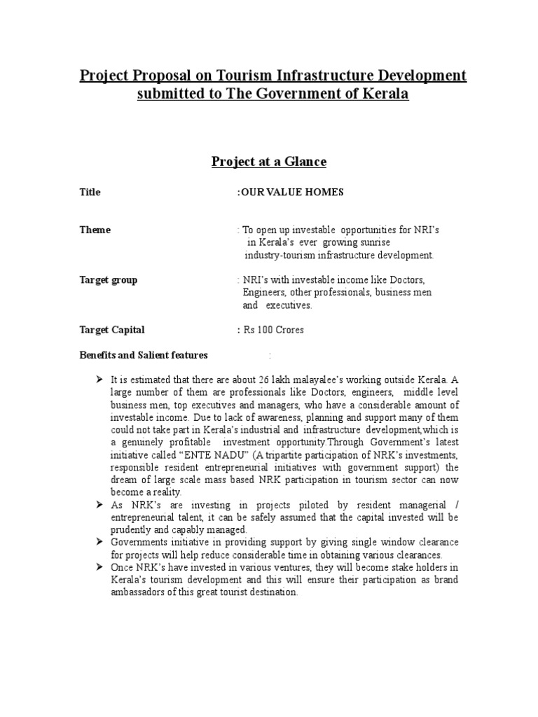 Project Proposal On Tourism Infrastructure Development Submitted To The ...