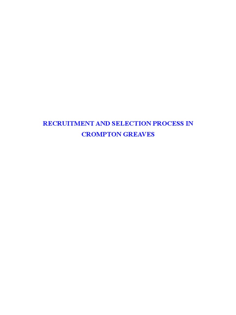 Crompton Greaves Recruitment Overview | PDF | Recruitment | Human Resources