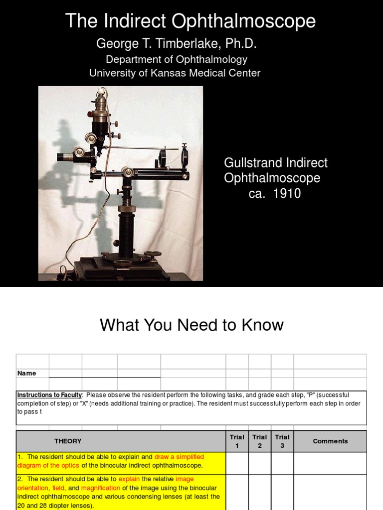 Indirect Ophthalmoscope Overview | PDF | Lens (Optics) | Eye