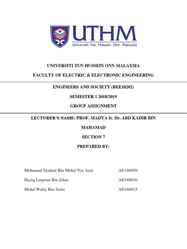 Universiti Tun Hussein Onn Malaysia Faculty of Electric & Electronic ...