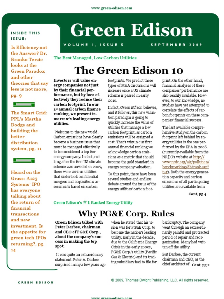 The Green Edison 10 | PDF | Natural Gas | Economies