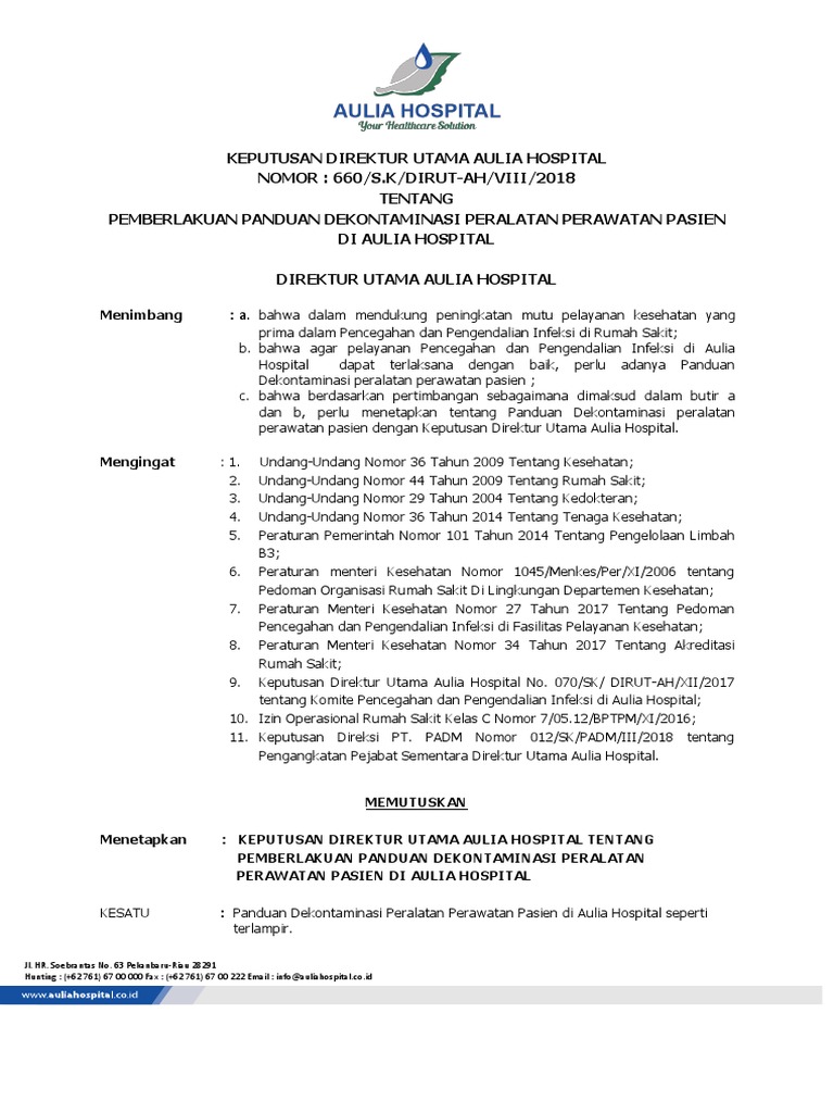 SK Panduan Pemrosesan Peralatan Pasien | PDF | Sains & Matematika