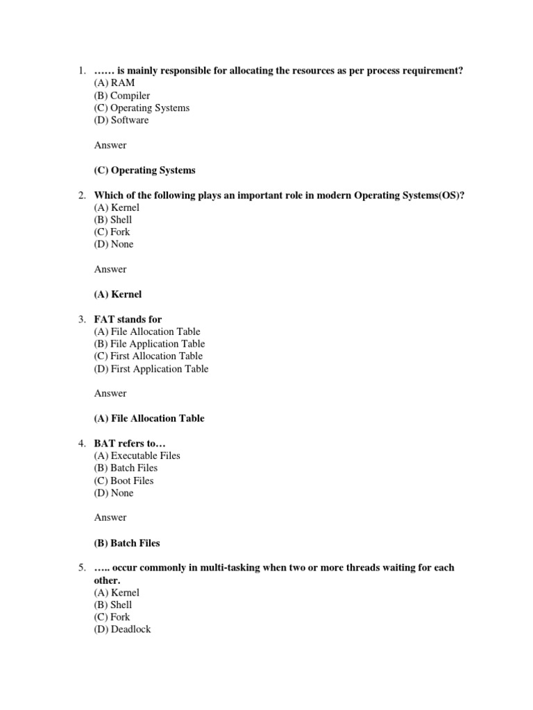 Os Mcq Pdf Scheduling Computing Operating System 