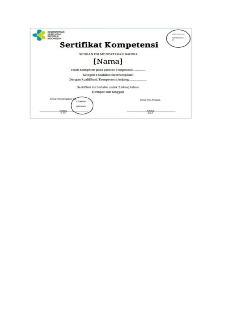 Contoh Sertifikat Uji Kompetensi | PDF