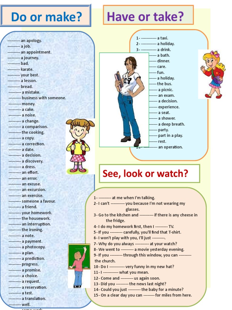 Do or Make Have or Take See Look or Watch | PDF