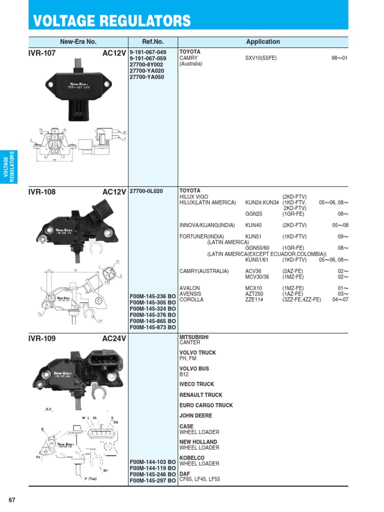 Voltage Regulators | Toyota | Sedans