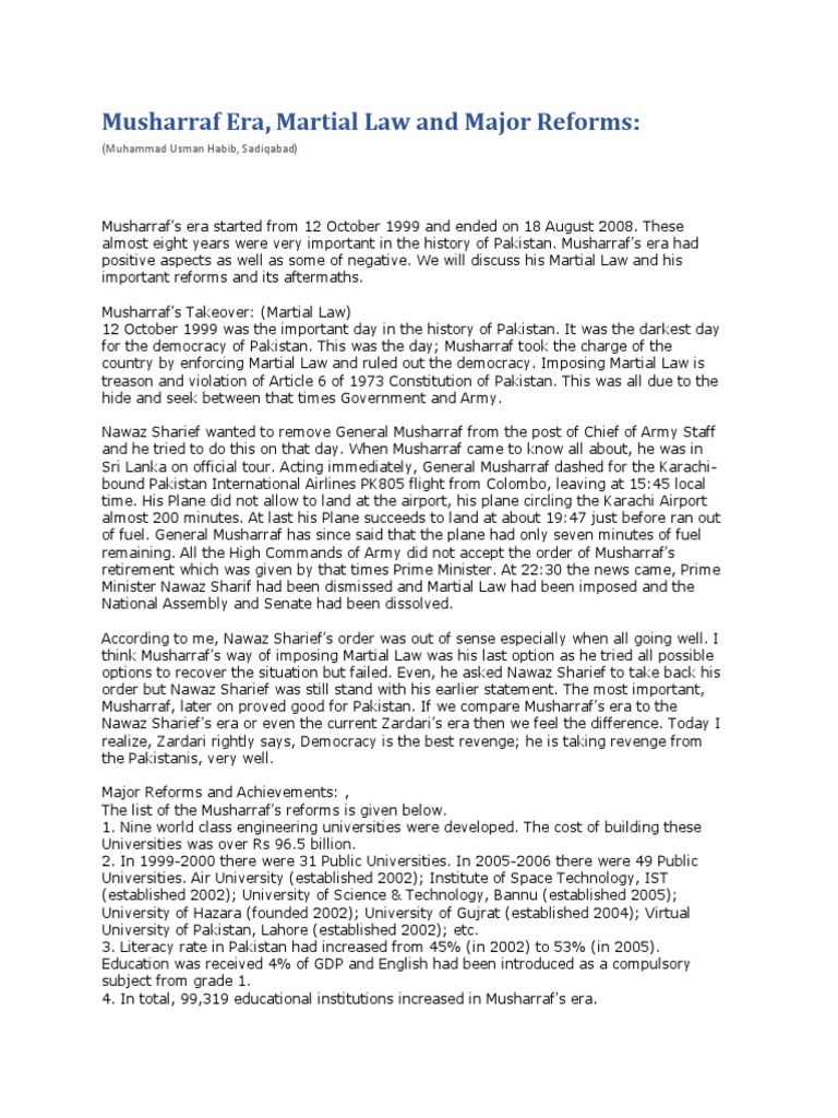 Musharaf Era | PDF | Pervez Musharraf | Nawaz Sharif