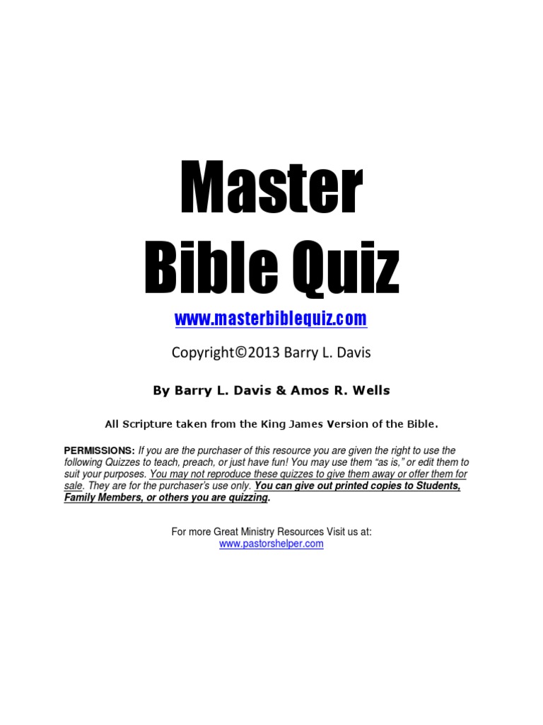 Master Bible Quiz | PDF | John The Baptist | Christianity