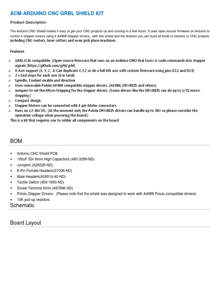 Arduino CNC Shield Version 3 0 PDF | PDF | Numerical Control | Electric Motor