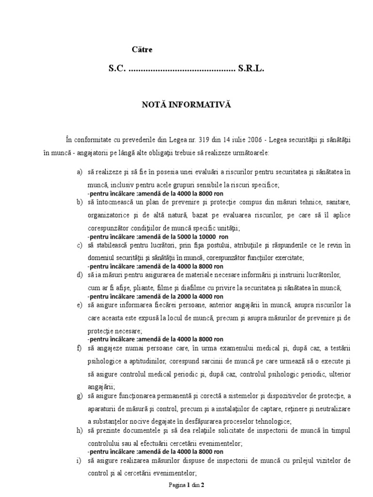 NOTA INFORMATIVA Model | PDF