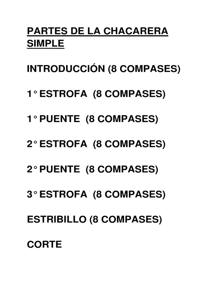 Partes de La Chacarera Simple | PDF | Entretenimiento (general ...